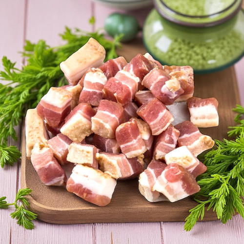 Hand Cut Dry Cured Bacon Lardons | Malpas Farm Shop