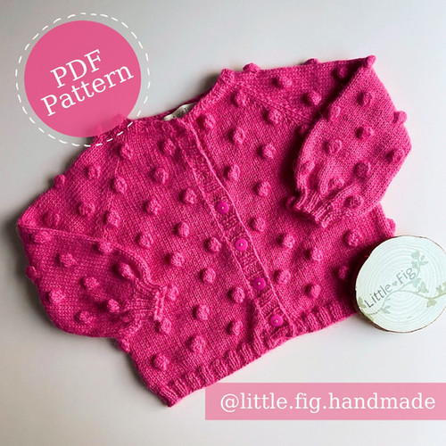 Children's CORA Bobble Cardigan PDF Knitting Pattern | Little Fig Handmade