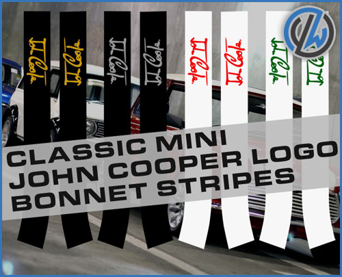 Classic Mini Bonnet Stripes with logos | VinylWorks