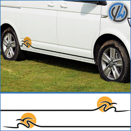 VW transporter Side Stripe Kit 'Sunny Getaway' Design | VinylWorks