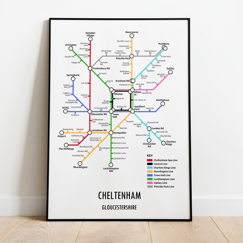 Cheltenham, Gloucestershire | Underground Style Map | Underdog Studio