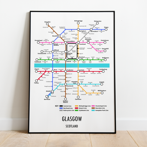Glasgow, Scotland | Underground Style Map | Underdog Studio