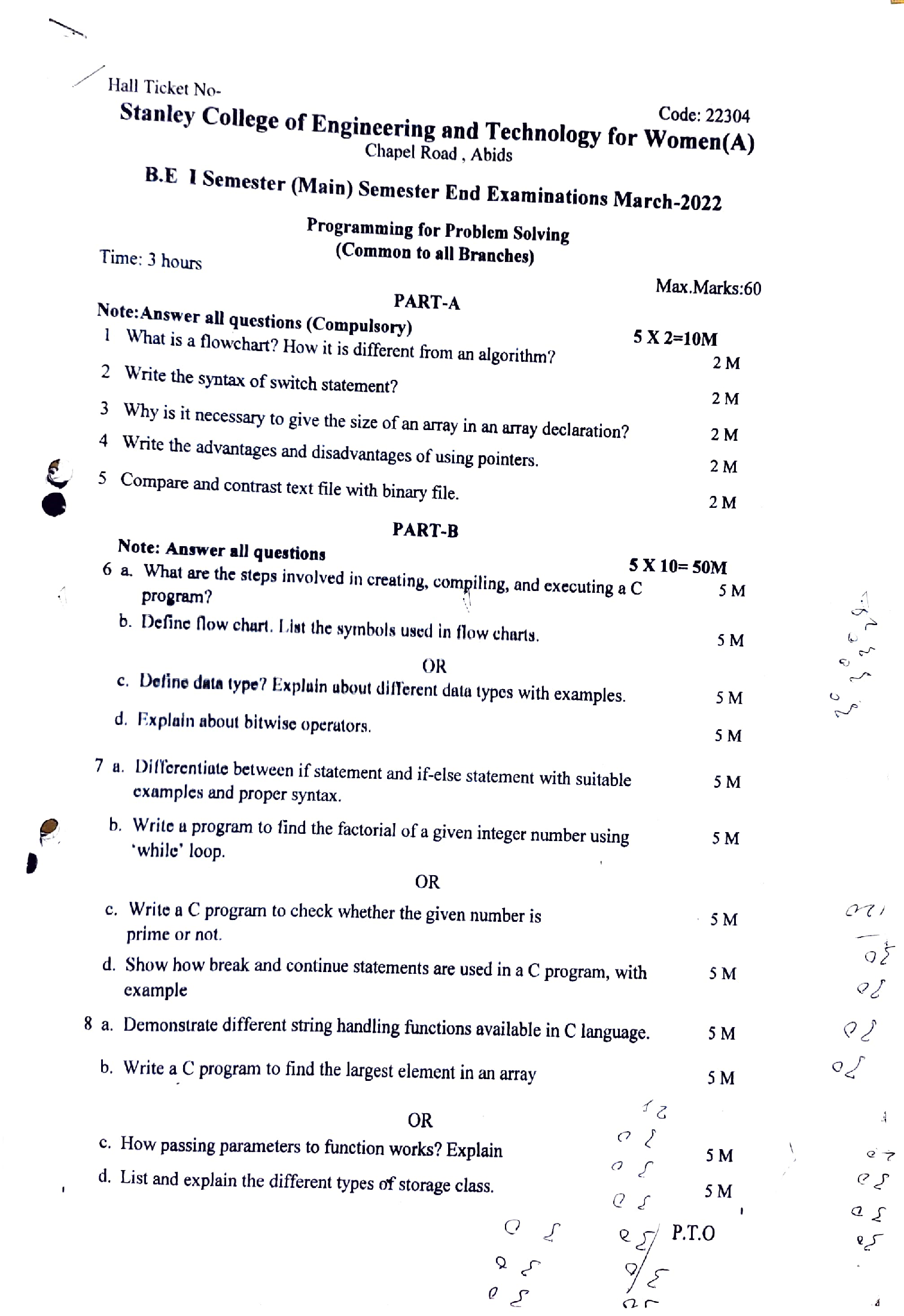 📃BE 1st Sem Autonomous previous question papers