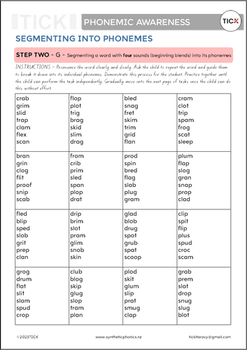 FREE Phonemic Awareness Word Lists | Synthetic Phonics