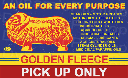 GIANT 2.4M Golden Fleece Fuel Sign Workshop Man Cave Australian Made ...