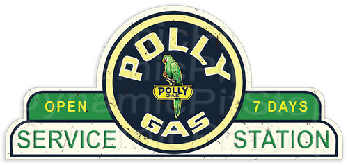 65x30cm Polly Gas Service Station Shield Tin Sign | Dynamic Pit Stop50