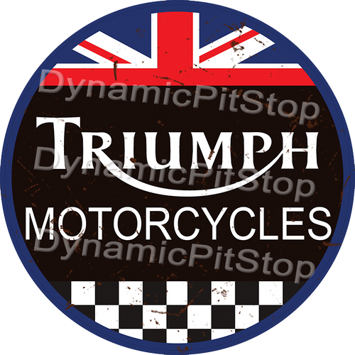 60cm Triumph Motorcycles Round Tin Sign | Dynamic Pit Stop80
