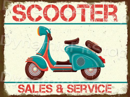 Scooter Sales & Service Rustic Tin Sign Man Cave Garage Workshop ...