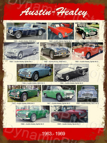 Austin Healey 1963 - 1969 Rustic Tin Sign Australian Made | Dynamic Pit ...