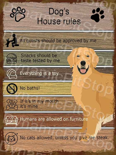 Dog's Rules Rustic Tin Sign Australian Made | Dynamic Pit Stop40