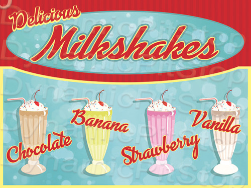 Milkshakes Tin Sign Vintage Retro Diner Australian Made | Dynamic Pit ...