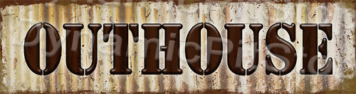 30x8cm Outhouse Rustic Tin Door Sign | Dynamic Pit Stop20