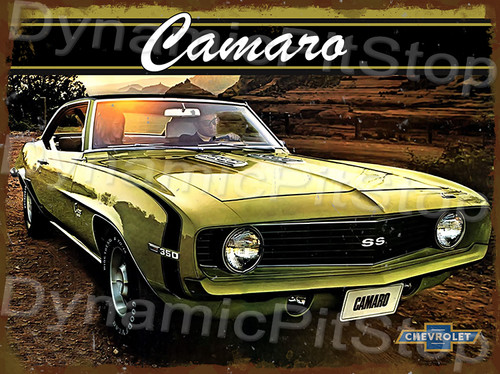 Camaro Chevrolet Rustic Tin Sign Garage Australian Made | Dynamic Pit ...