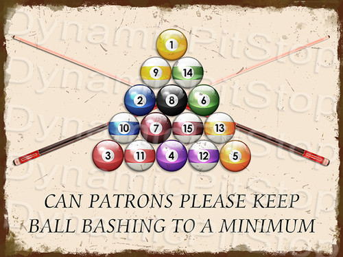 Pool Ball Bashing Games Rustic Tin Sign Australian Made | Dynamic Pit ...