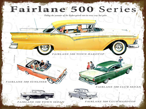 Fairlane 500 Rustic Tin Sign, Garage, Man Cave, Workshop Australian M ...