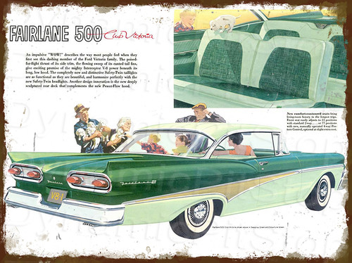 Fairlane 500 Rustic Tin Sign, Garage, Man Cave, Workshop Australian ...