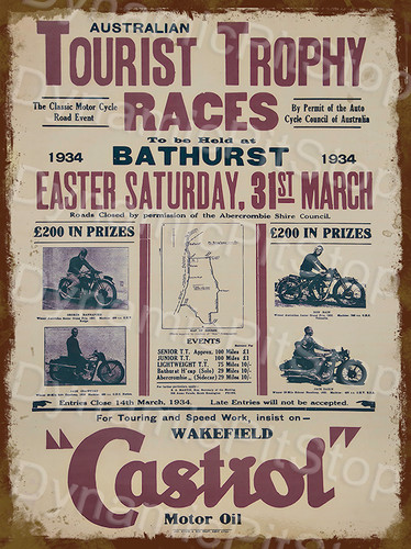 Castrol Motor Oil Bathurst Motorbikes Rustic Tin Sign Australian Made ...