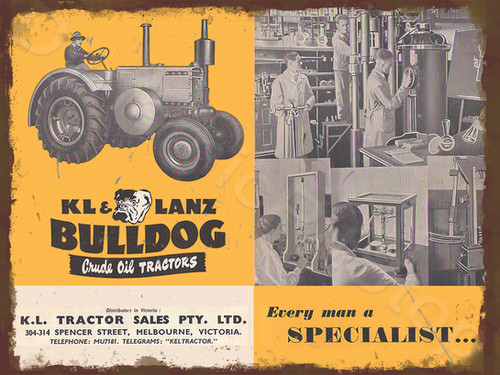 Lanz Bulldog Tractor Rustic Tin Sign Workshop Farming Australian made ...