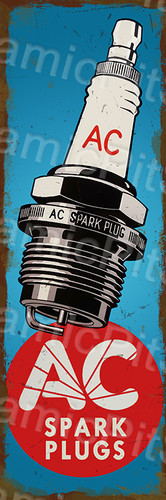 AC Spark Plugs Rustic Tin Sign Garage Australian Made | Dynamic Pit Stop35