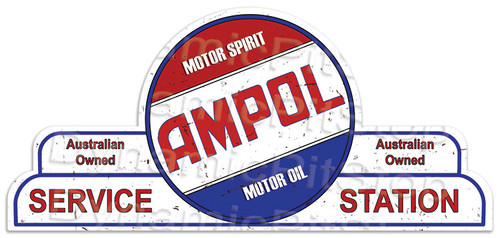 65x30cm Ampol Service Station Shield Tin Sign | Dynamic Pit Stop50