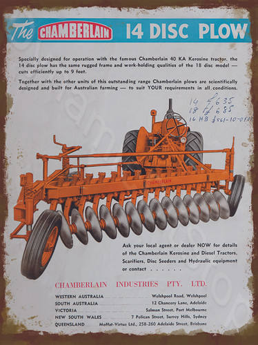 Chamberlain Plow Rustic Tin Sign, Garage, Mancave, Farm, Tractor ...