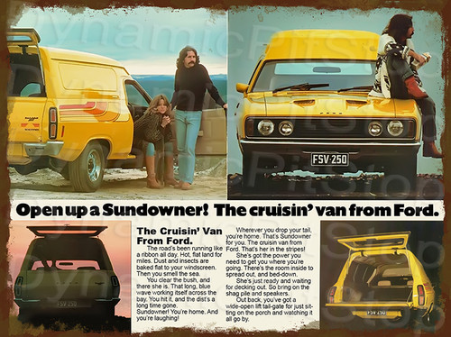 Falcon XC Sundowner Rustic Tin Sign Man Cave Garage Australian Made ...