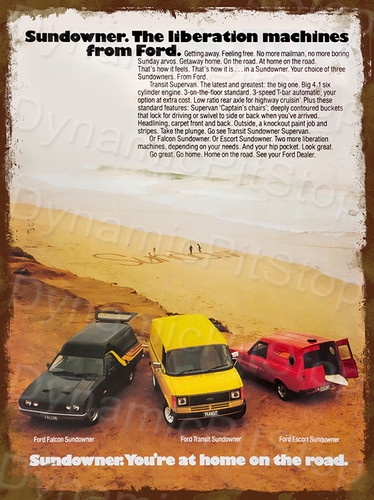 Sundowner Falcon Escort Transit Rustic Tin Sign, Garage, Australian Mad ...