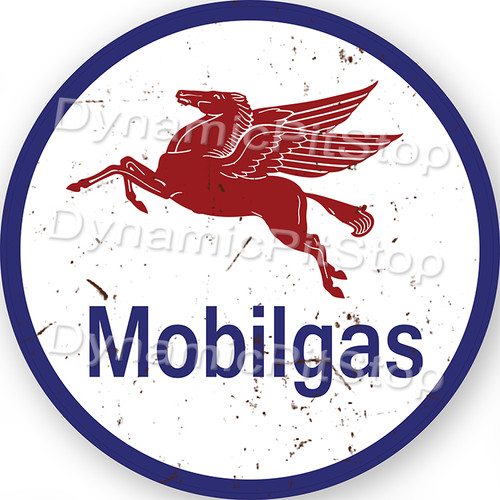 60cm Mobil Logo Round Tin Sign | Dynamic Pit Stop80