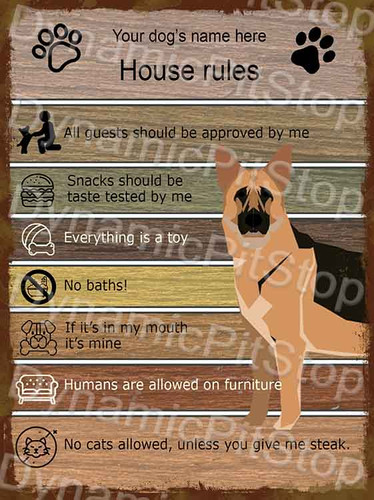 Custom Dog German Shepherd Rules Tin Sign Australian Made | Dynamic Pit ...