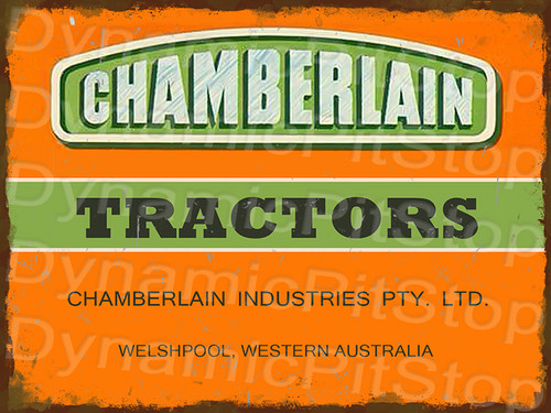 Chamberlain Tractors Rustic Tin Sign Australian Made | Dynamic Pit Stop35