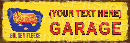 Golden Fleece Garage Personalised / Custom Rustic Tin Sign Australian ...