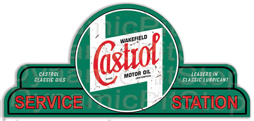 65x30cm Castrol Service Station Shield Tin Sign | Dynamic Pit Stop50