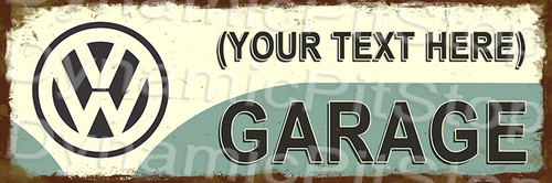 VW Volkswagon Garage Personalised / Custom Tin Sign Australian Made ...