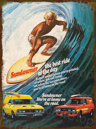 Falcon Sundowner Escort Rustic Tin Sign Garage Australian Made ...