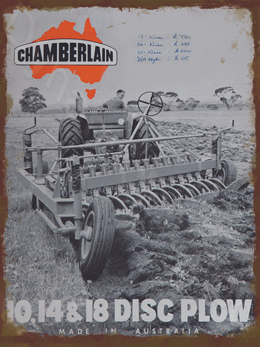 Chamberlain Plow Rustic Tin Sign, Garage, Mancave, Farm Tractor ...