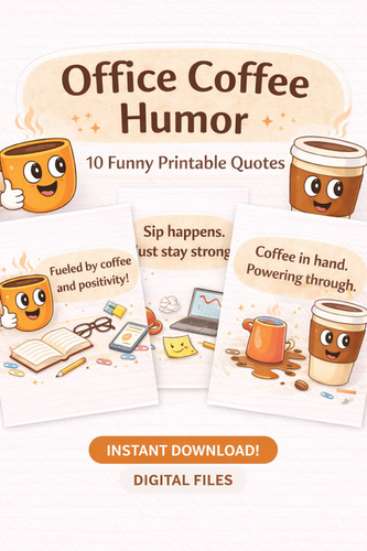 Office Coffee Junkie – Funny Office Coffee Quotes Printable | 10-Page ...