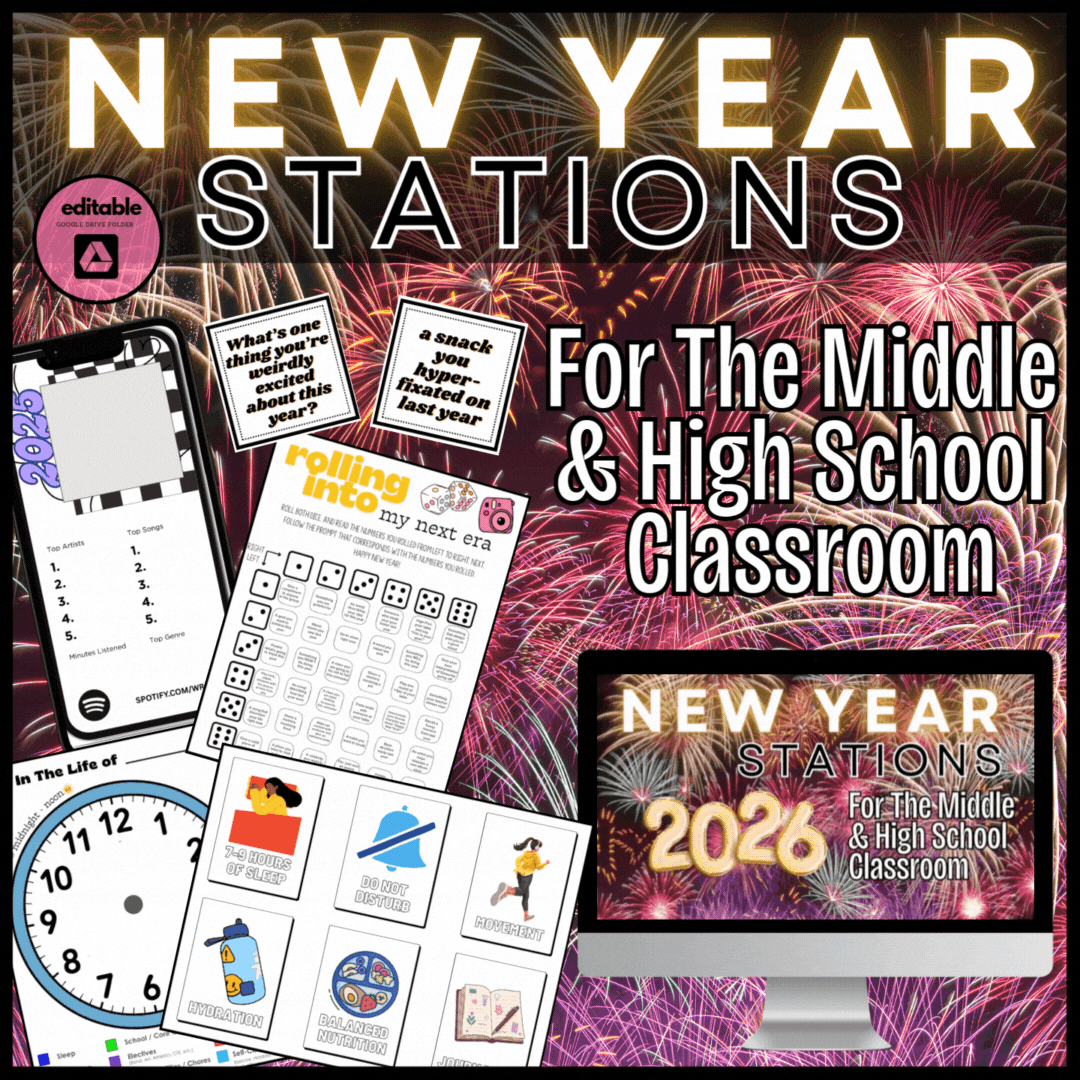 New Year Activity: 6 FUN + ENGAGING Stations for Middle & High School ...