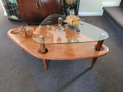 Jon Jansen organic two tier wood and glass coffee table | My Site