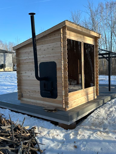 8x8' Lean-To White Cedar Cabin Sauna with x2 36x66" Windows | The Sweat ...