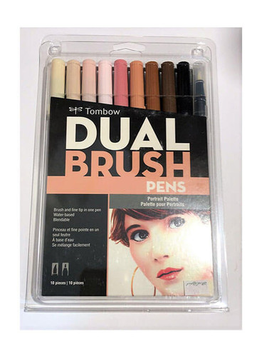 סט 10 טושי מכחול דו צדדי גוון טבעי על בסיס מים TOMBOW | פיקסליין