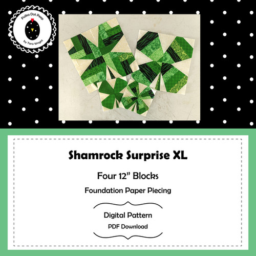 12" Shamrock Surprise XL Quilt Blocks - Digital FPP Patterns | Polka ...