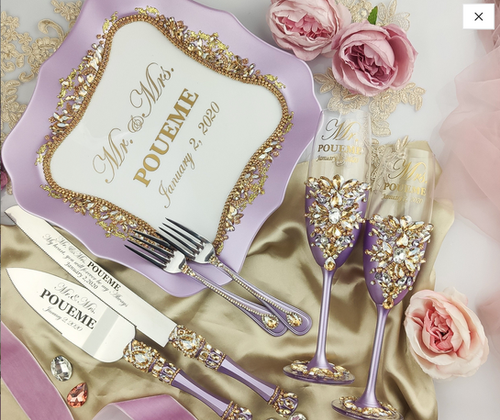 Lilac Cake Serving Set with Toasting Cups | Loza Events