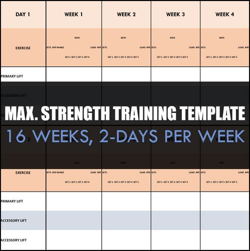 Max. Strength Training Template (16 Weeks, 2-Days per Week ...
