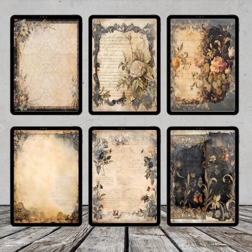 * Print & Ship* Victorian Goth Background Papers Vertical Layout ...