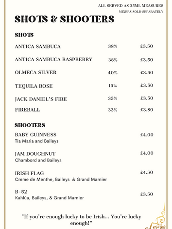 MENU | Temple Bar Cardiff