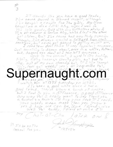 Jackie Humphreys Letter and Envelope Set Both Signed | Supernaught