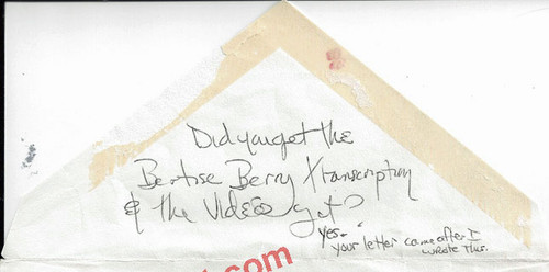 Sandra Good Manson Family Note Written on Envelope