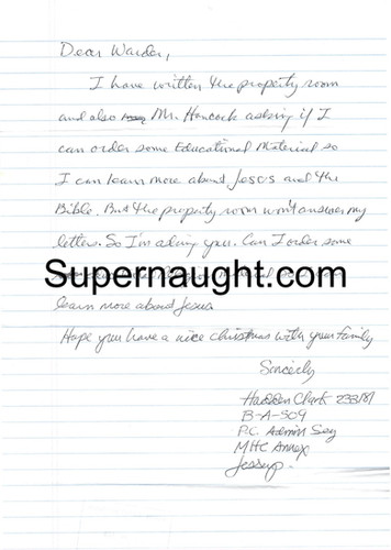Hadden Clark Letter to Warden Signed | Supernaught