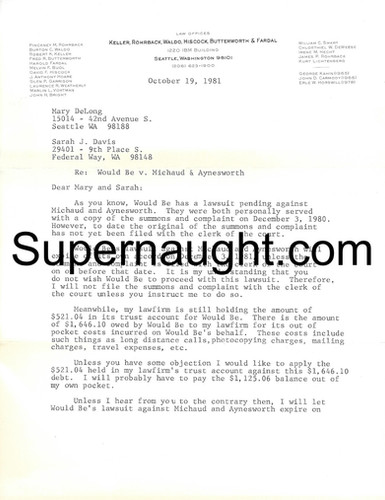 Marlin Vortman Attorney Letter Signed with Envelope | Supernaught