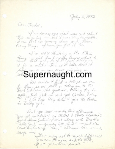 Michael Feeney Letter to Charlie Manson | Supernaught